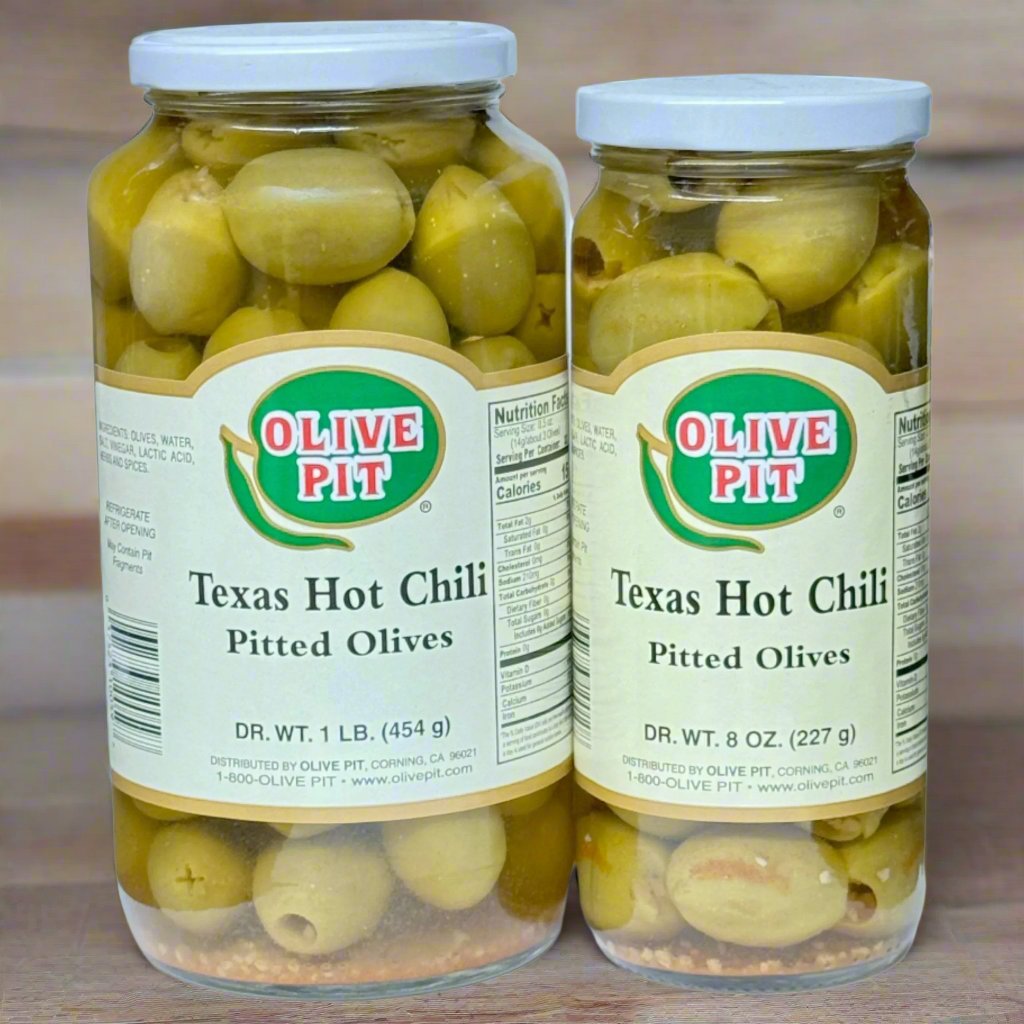 Olive Pit Texas Hot Chili Olives - Pitted