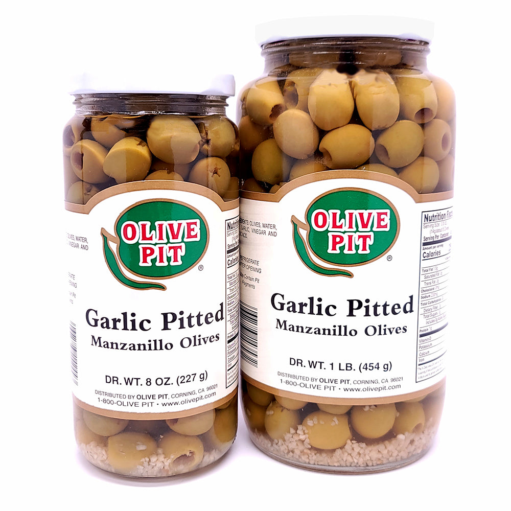 Olive Pit Garlic Pitted Olives (Manz - Small)