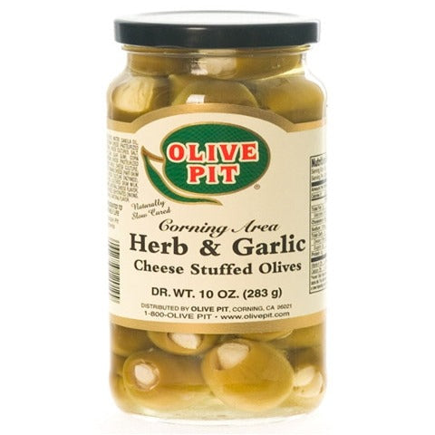 Olive Pit Herb & Garlic Cheese Stuffed Sicilian Olives